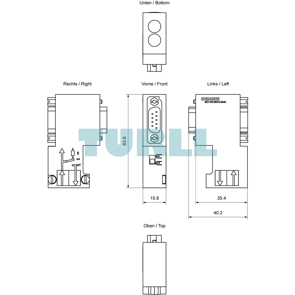 Siemens 6ES7972-0BB12-0XA0 PROFIBUS Connection Plug New